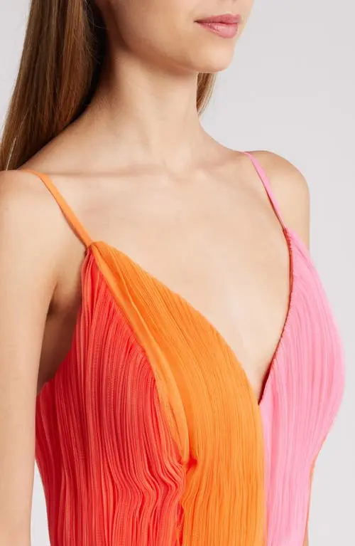 HUTCH Colorblock Pleated Tulle Gown