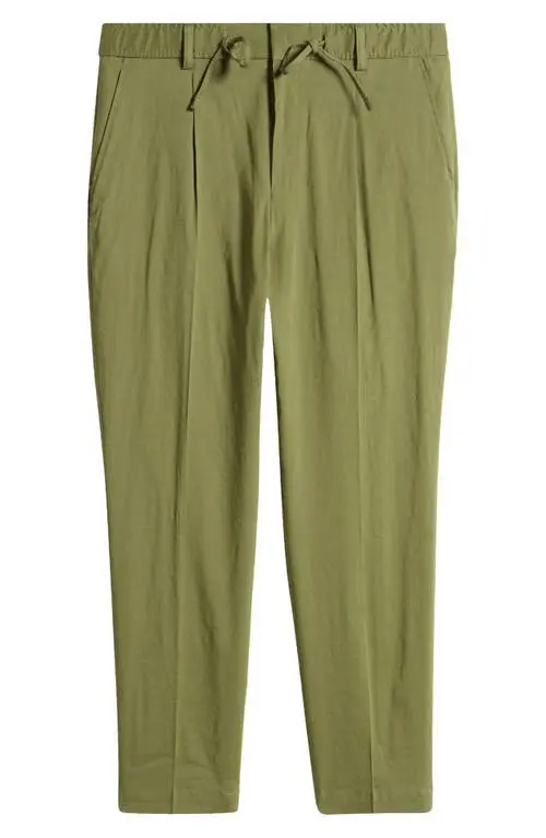 Hugo Boss Perin Linen Blend Drawstring Pants In Open Green 40