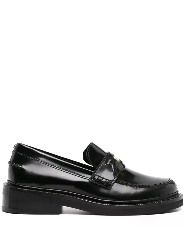Maje Clover-detail Leather Loafers - Black