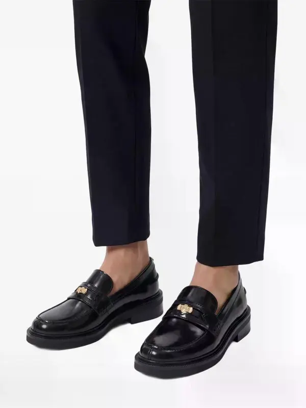 Maje Clover-detail Leather Loafers - Black