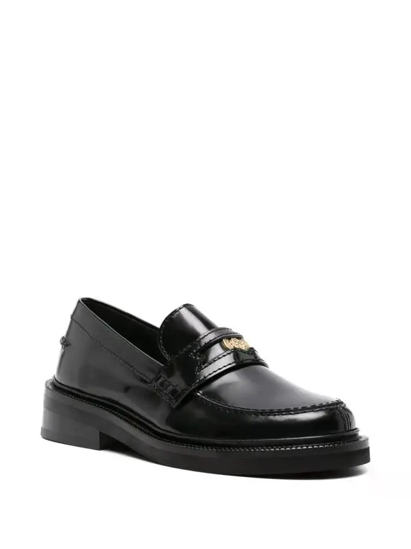 Maje Clover-detail Leather Loafers - Black