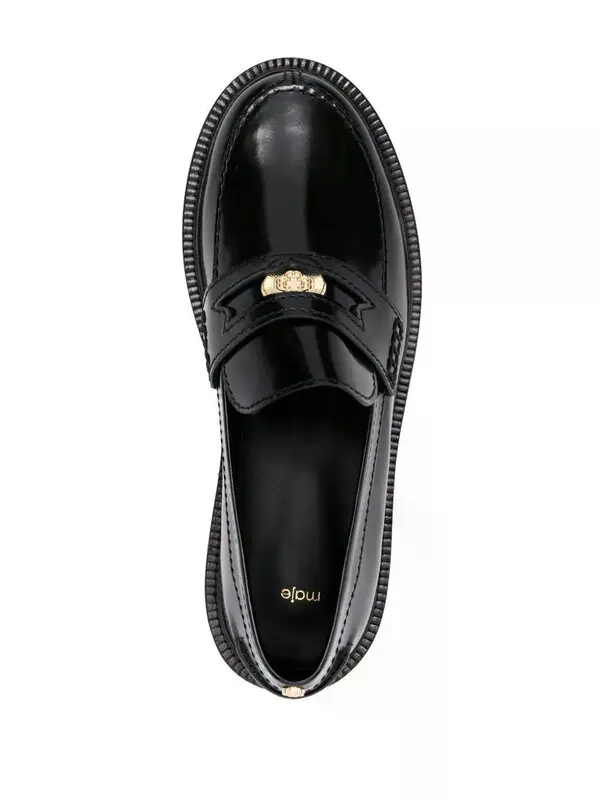 Maje Clover-detail Leather Loafers - Black