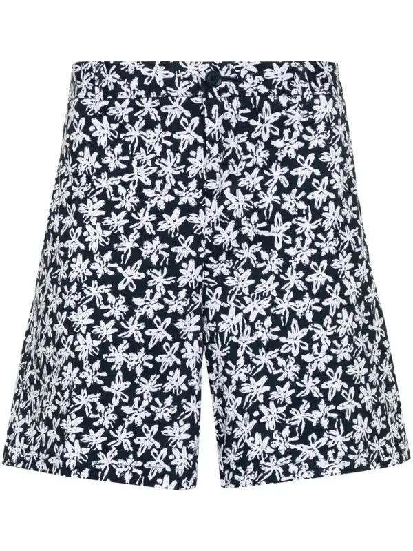 BOSS Karlos Floral-print Chino Shorts - Blue
