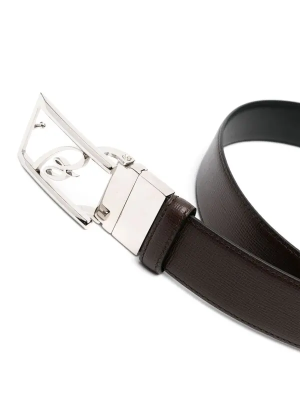 Brioni Leather Belt With Logo Buckle