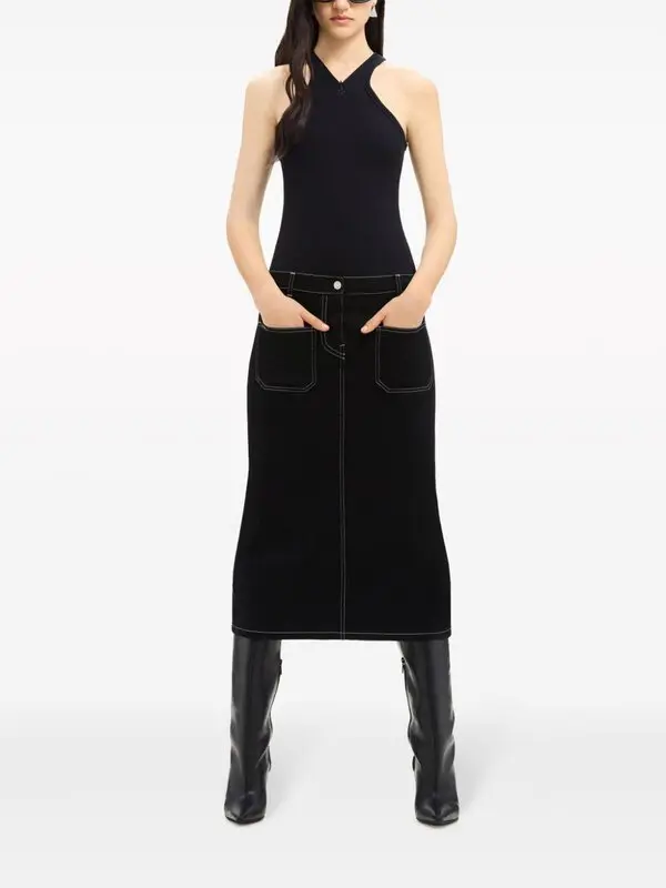 COURREGES Logo-embroidered Ribbed Tank Top - Black