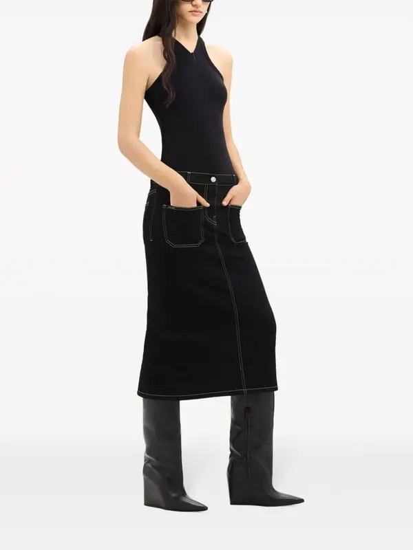COURREGES Logo-embroidered Ribbed Tank Top - Black