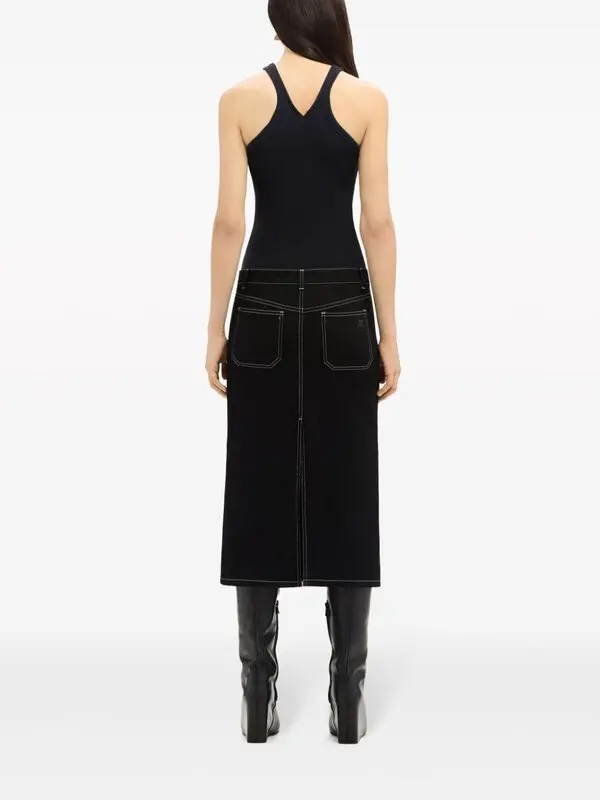 COURREGES Logo-embroidered Ribbed Tank Top - Black