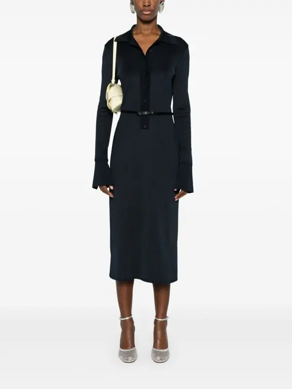 Givenchy Belted Polo-collar Midi Dress - Blue