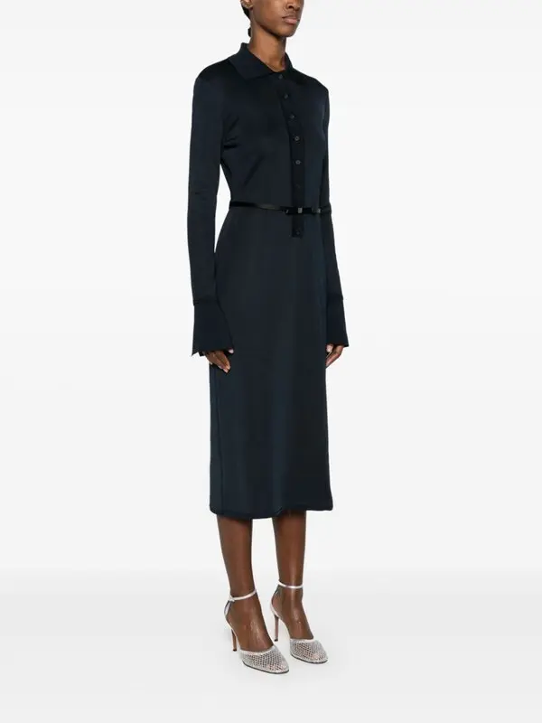 Givenchy Belted Polo-collar Midi Dress - Blue