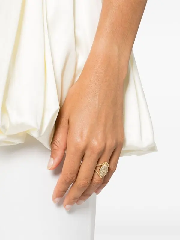 LEANDRA 18kt Yellow Diamond Pavé Ring