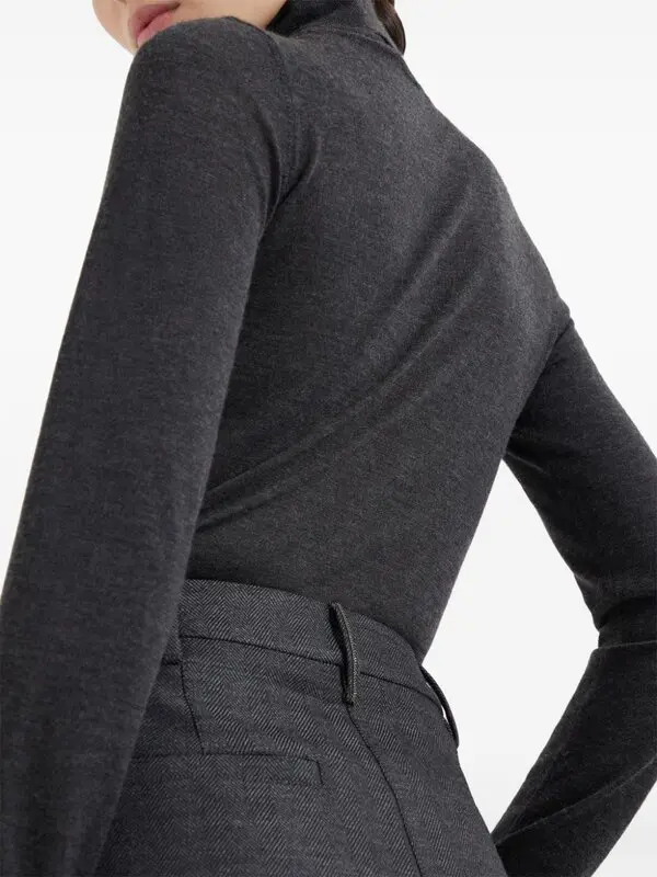 Brunello Cucinelli Feather-trimmed Wool Skirt