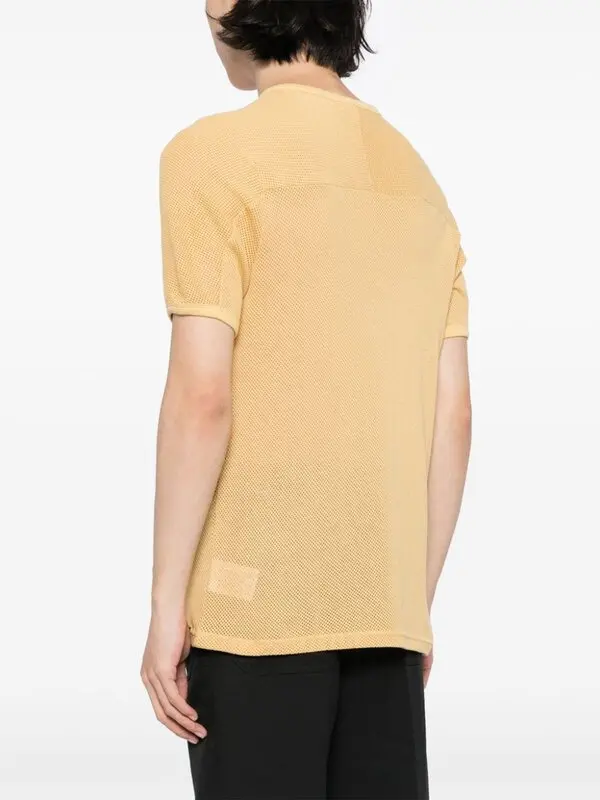 COURREGES Logo-print V-neck T-shirt - Yellow