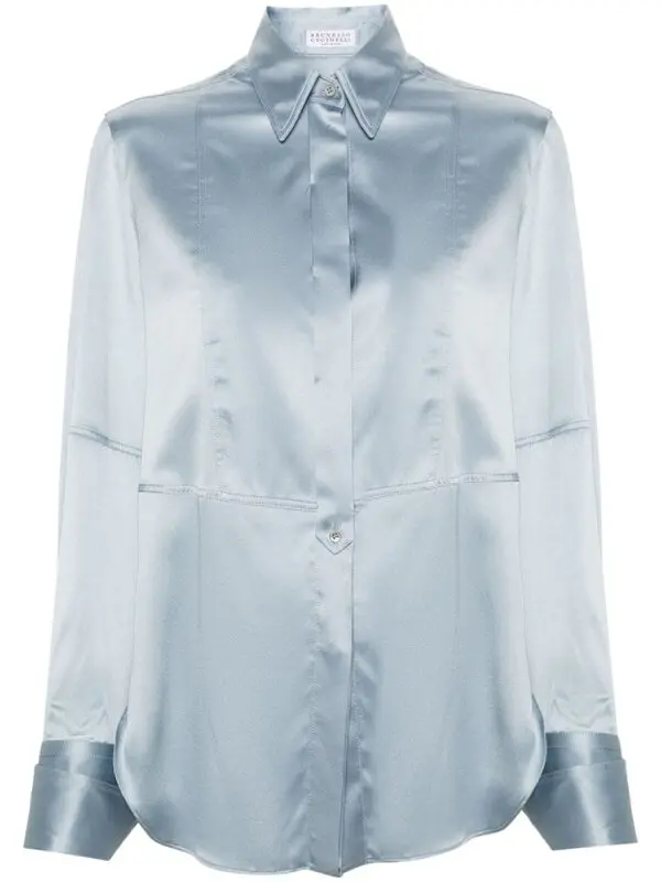 Brunello Cucinelli Long-sleeve Satin Shirt