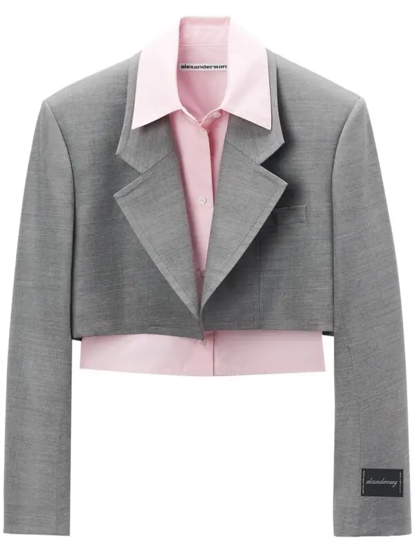 Alexander Wang Layered Cropped Blazer - Grey