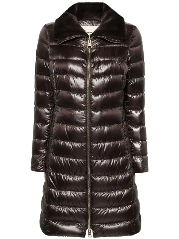 Herno Faux-fur Collar Puffer Coat - Brown
