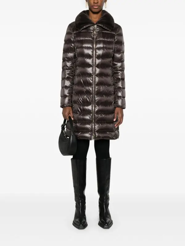Herno Faux-fur Collar Puffer Coat - Brown