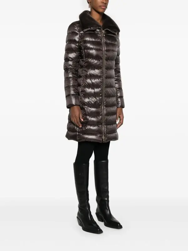Herno Faux-fur Collar Puffer Coat - Brown