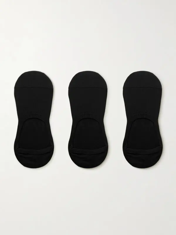 Mr P. Three-pack No-show Cotton-blend Socks
