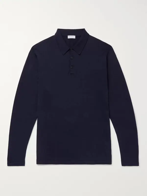 Sunspel Sea Island Cotton-jersey Polo Shirt - Blue