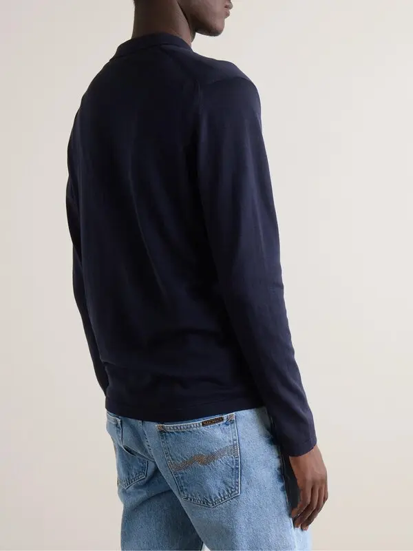 Sunspel Sea Island Cotton-jersey Polo Shirt - Blue