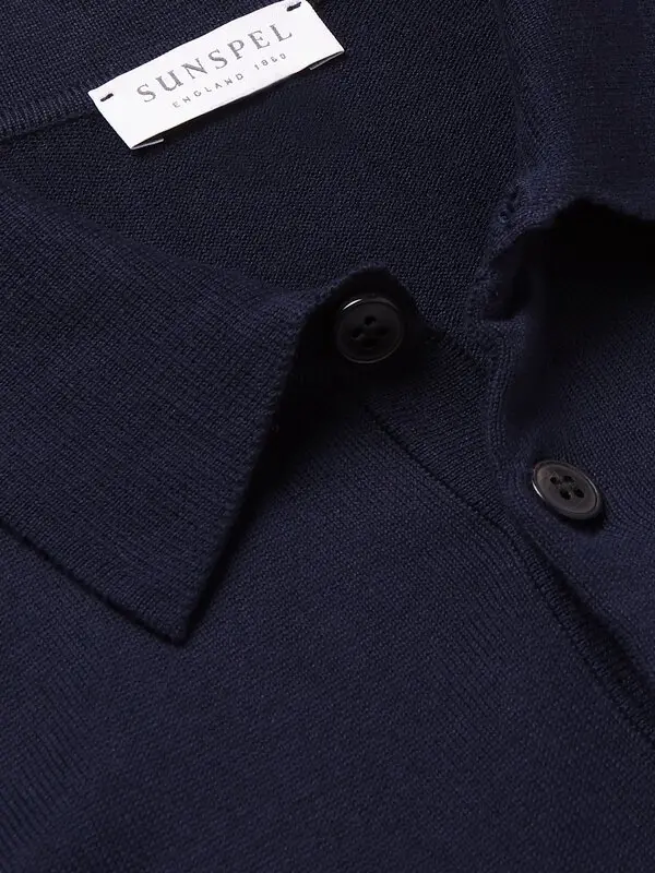 Sunspel Sea Island Cotton-jersey Polo Shirt - Blue