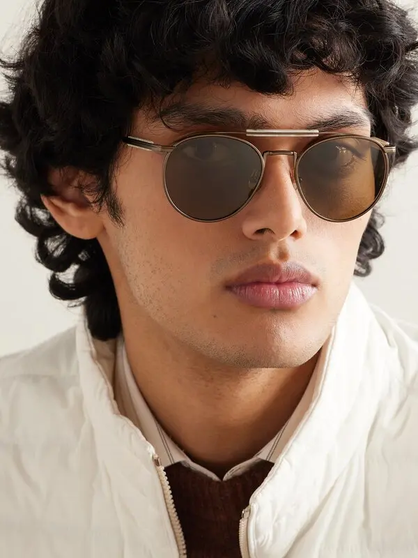 Brunello Cucinelli Aviator-style Gold-tone Sunglasses
