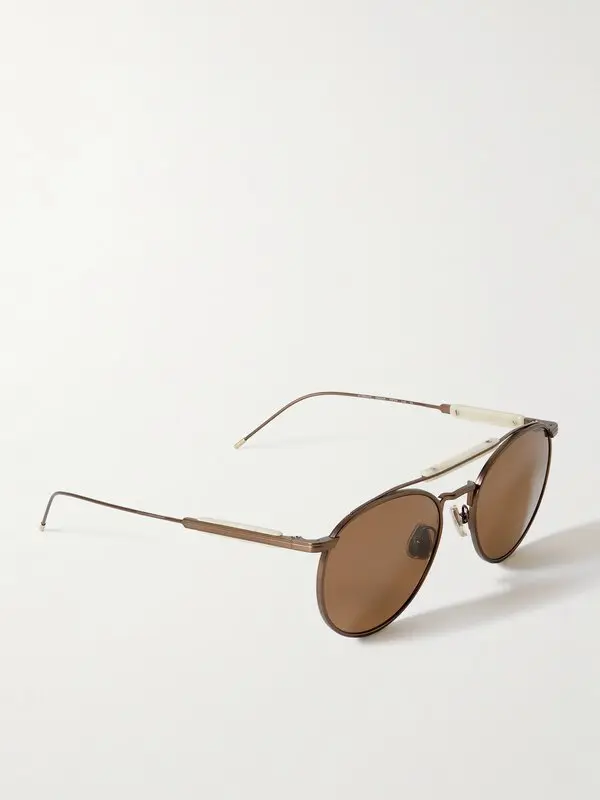 Brunello Cucinelli Aviator-style Gold-tone Sunglasses
