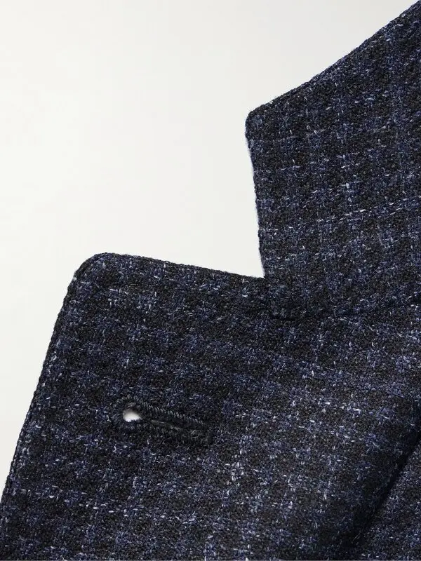 Canali Kei Slim-fit Checked Wool-blend Suit Jacket