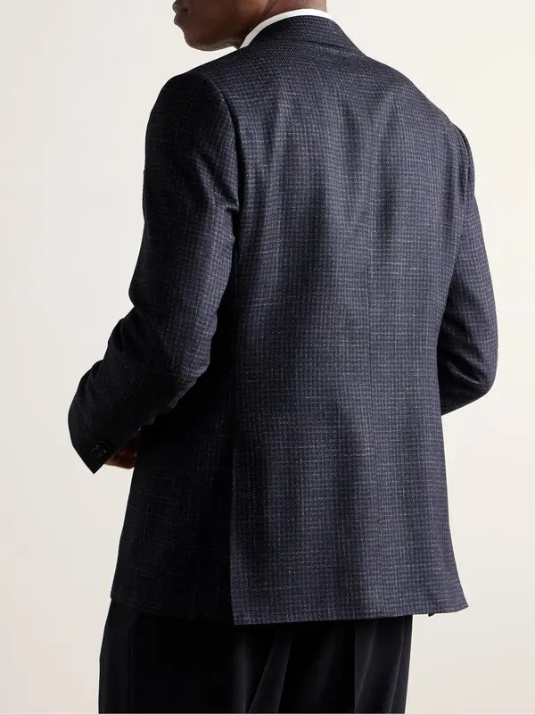 Canali Kei Slim-fit Checked Wool-blend Suit Jacket