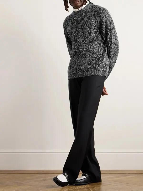 Versace Jacquard-knit Cotton-blend Sweater