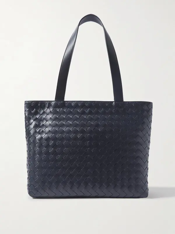 Bottega Veneta Avenue Intrecciato Leather Tote Bag - Blue