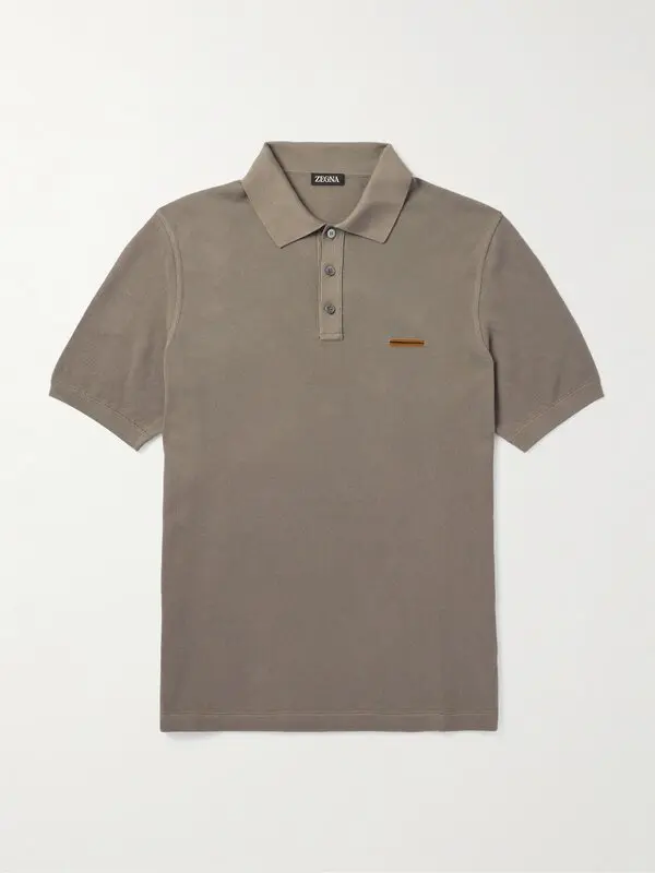 Zegna Slim-fit Cotton-piqué Polo Shirt - Brown