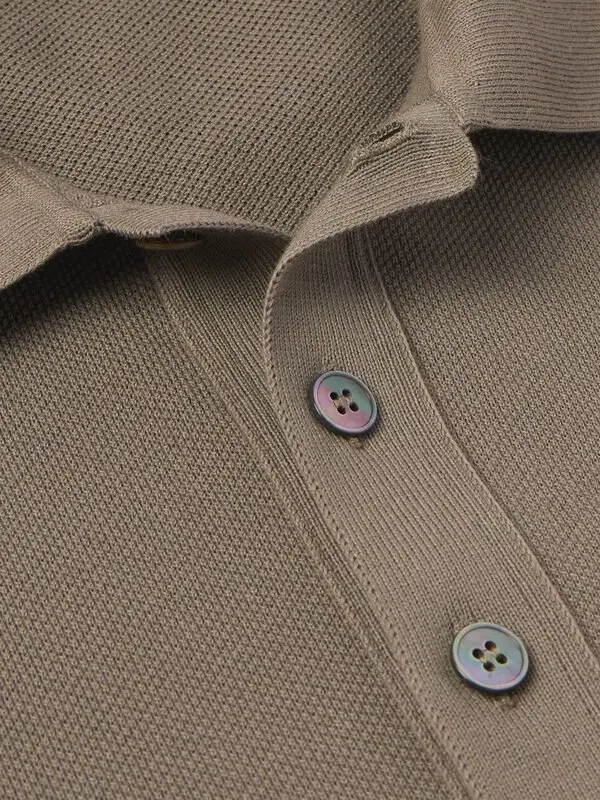 Zegna Slim-fit Cotton-piqué Polo Shirt - Brown
