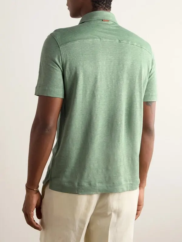 Zegna Slim-fit Linen Polo Shirt - Green