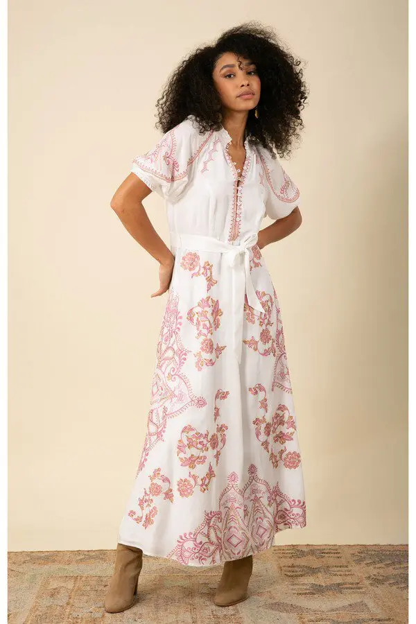 Hale Bob Wynter Embroidered Dress - White
