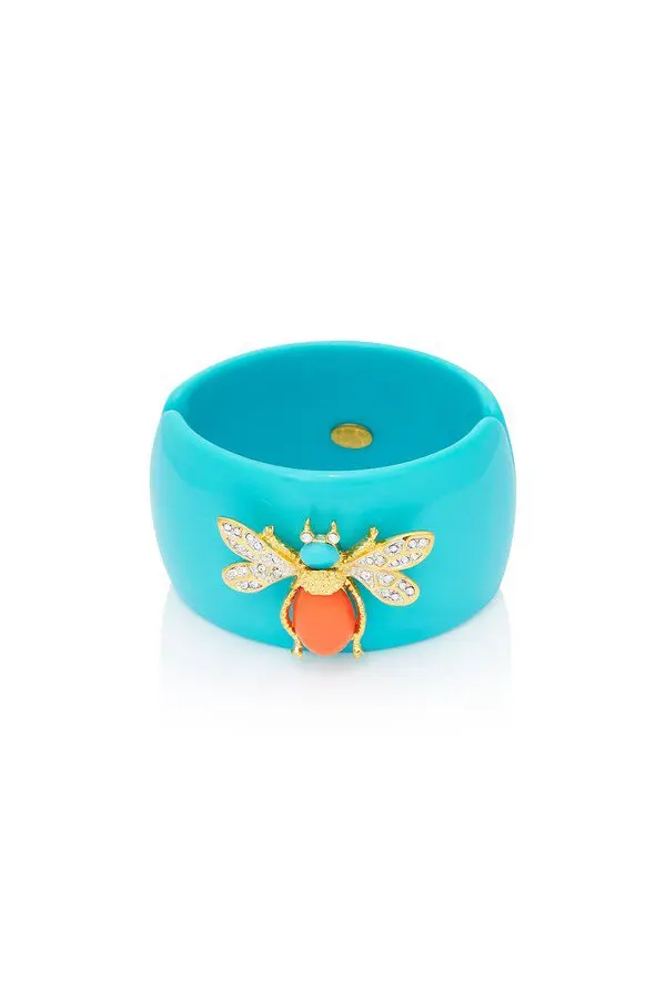 KENNETH JAY LANE Turquoise And Bee Motif Cuff Bracelet - Coral