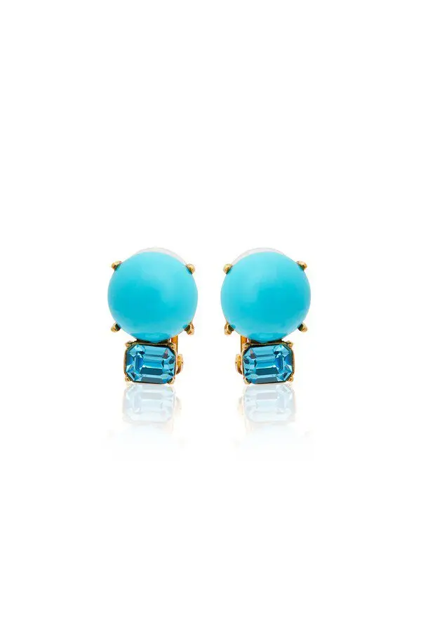 KENNETH JAY LANE Turquoise & Clip Earrings - Aqua