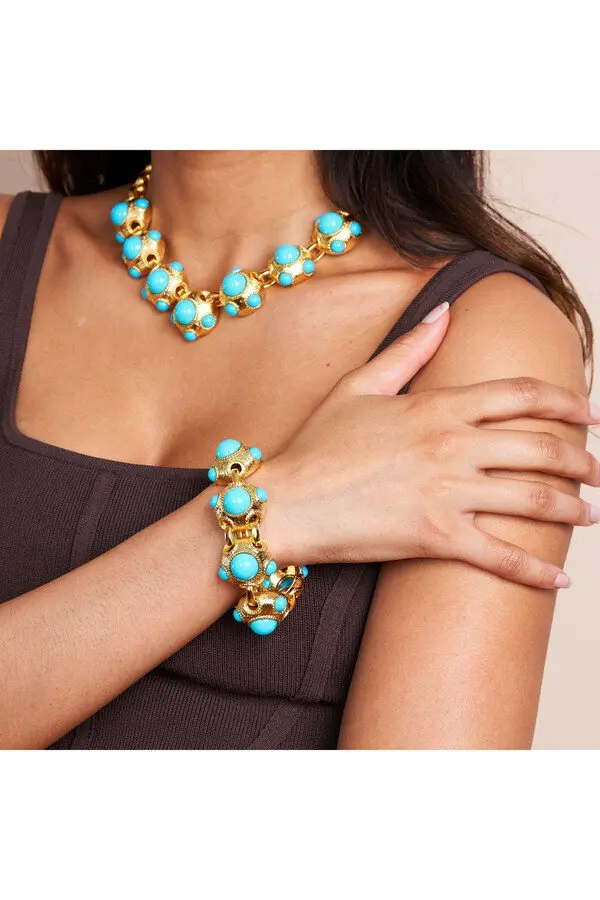 KENNETH JAY LANE Satin & Turquoise Center Bracelet