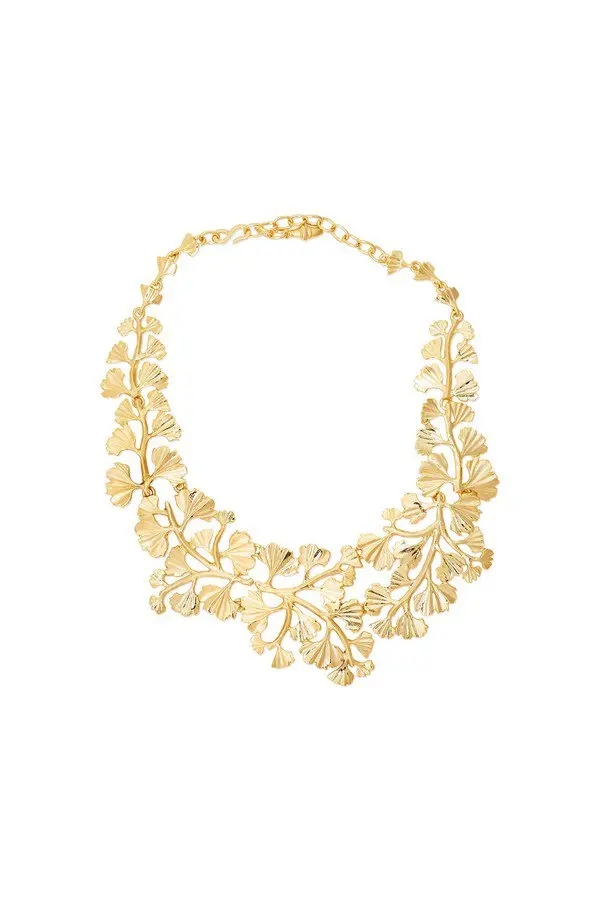 KENNETH JAY LANE Tone Leaves & Vine Bib Necklace - Gold