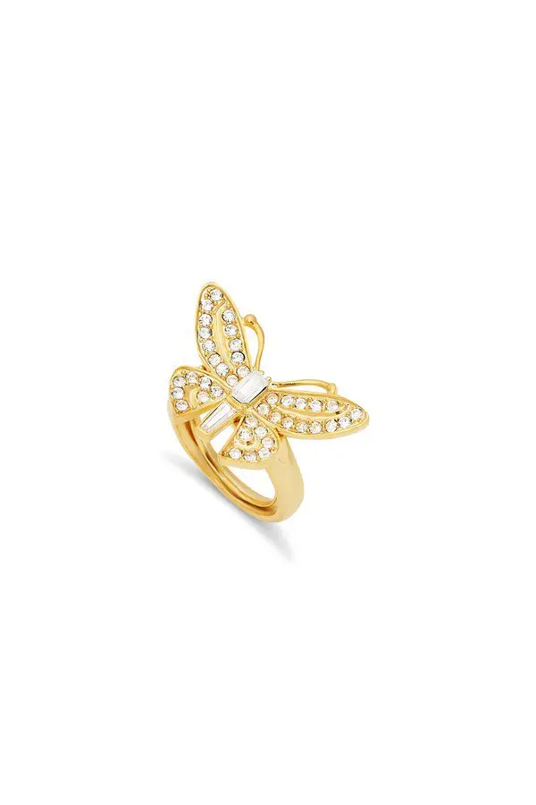 KENNETH JAY LANE Crystal Butterfly Ring - Gold