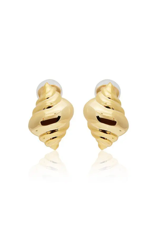 KENNETH JAY LANE Polished Shell Clip On Earrings - Gold