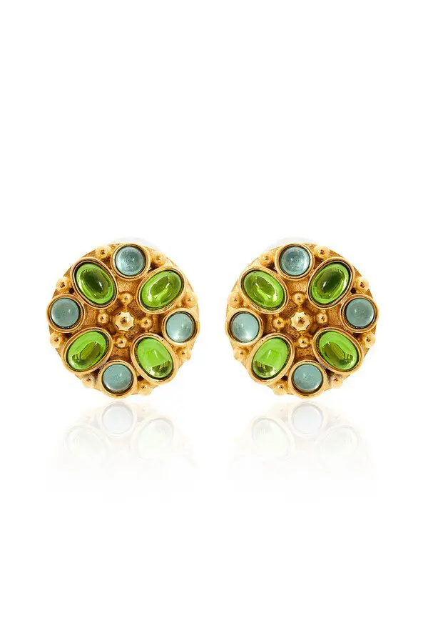 KENNETH JAY LANE Peridot Clip On Earrings - Aqua
