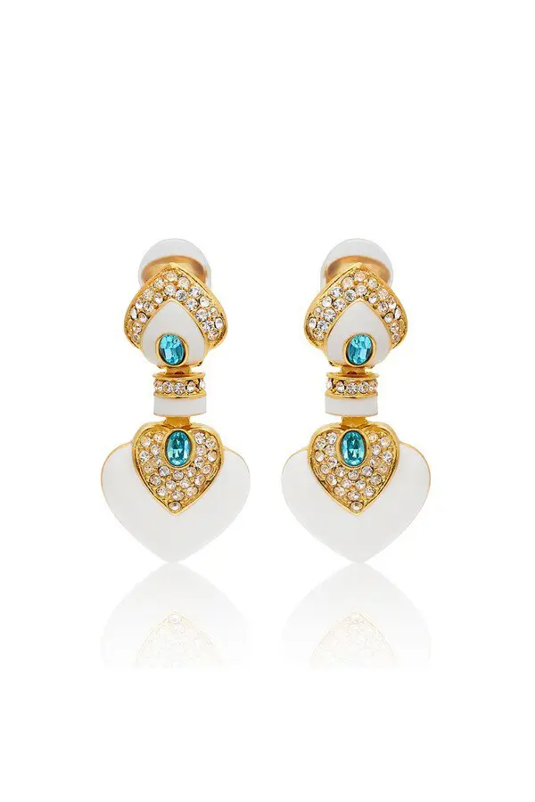 KENNETH JAY LANE Heart Drop Clip On Earrings - Aqua