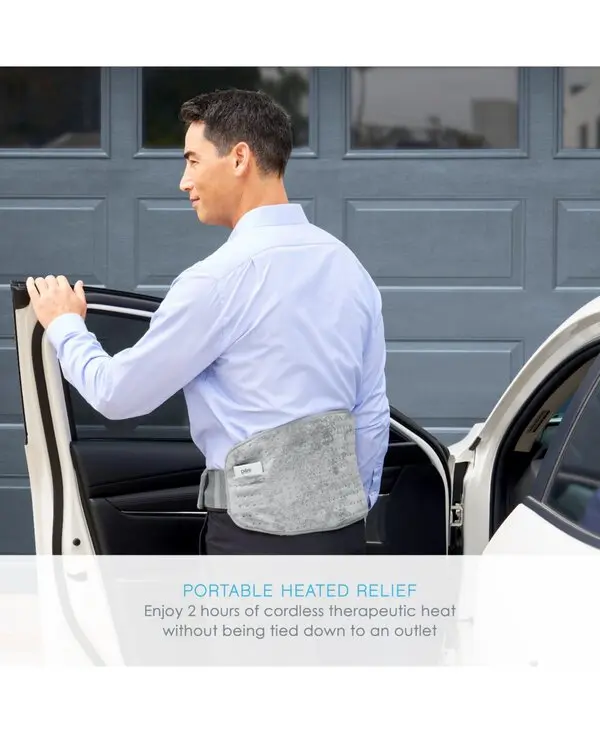PURE ENRICHMENT Cordless Lumbar And Abdominal Heating Wrap - Mist Gray