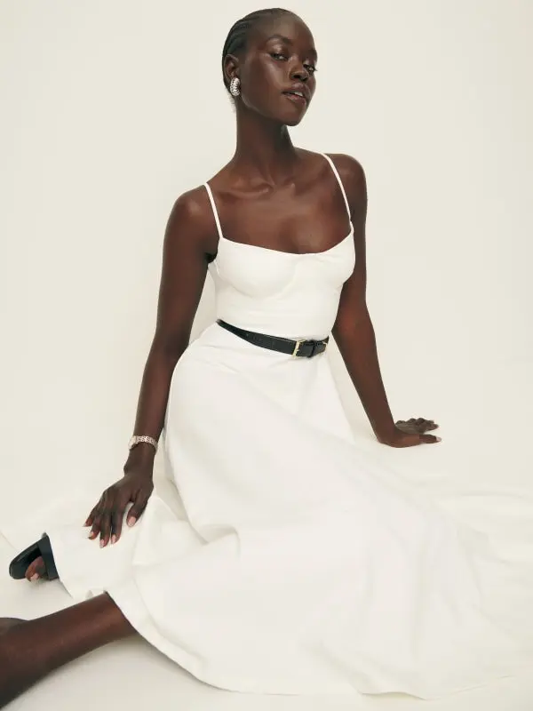 Reformation Serene Knit Dress In Fior Di Latte - 60% Off | Editorialist