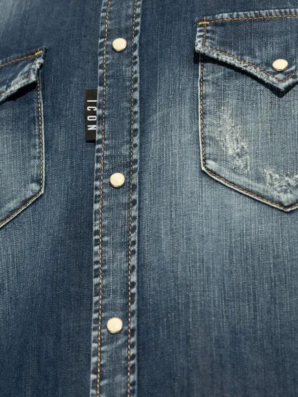 Dsquared2 Long-sleeve Ripped-detail Denim Shirt