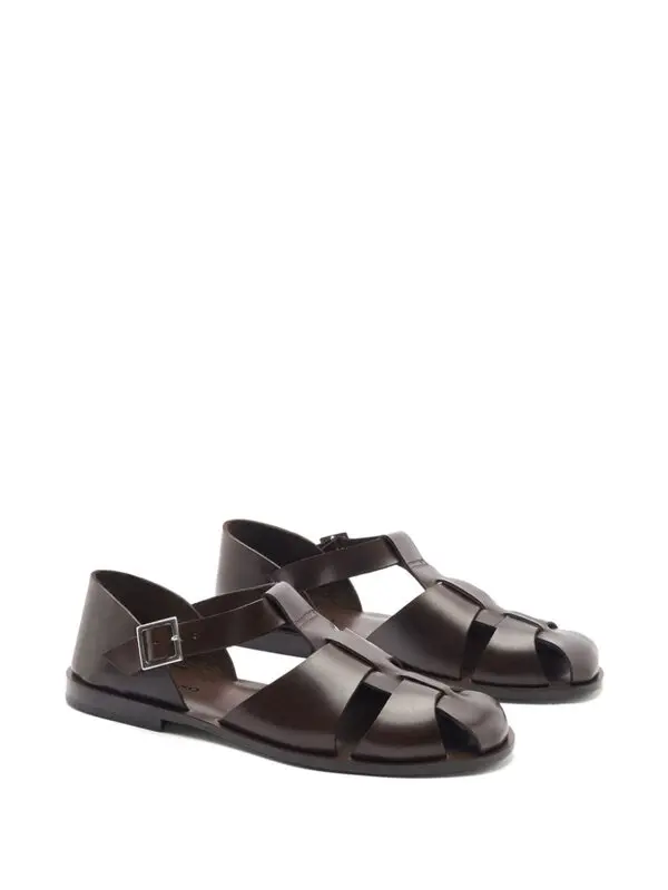 SCAROSSO Apollo Leather Sandals - Brown