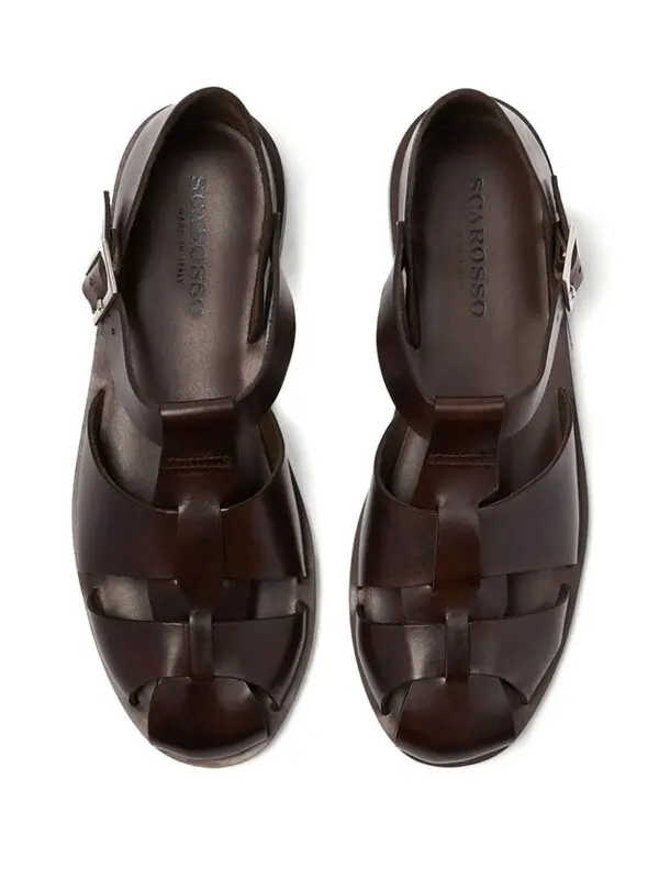 SCAROSSO Apollo Leather Sandals - Brown