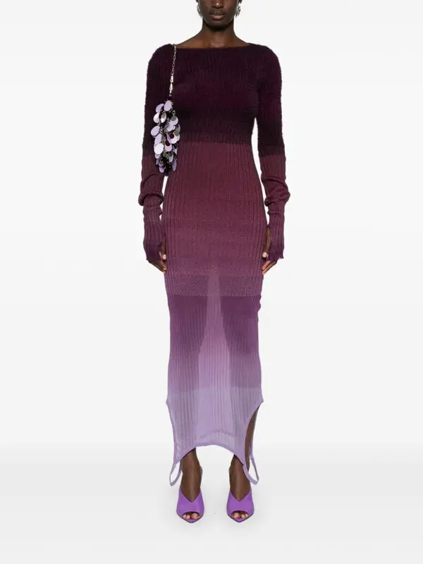 Attico Ombré Ribbed-knit Midi Dress - Purple
