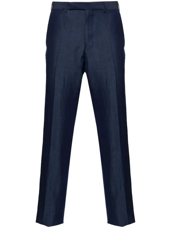 Zegna Pressed-crease Straight-leg Trousers - Blue